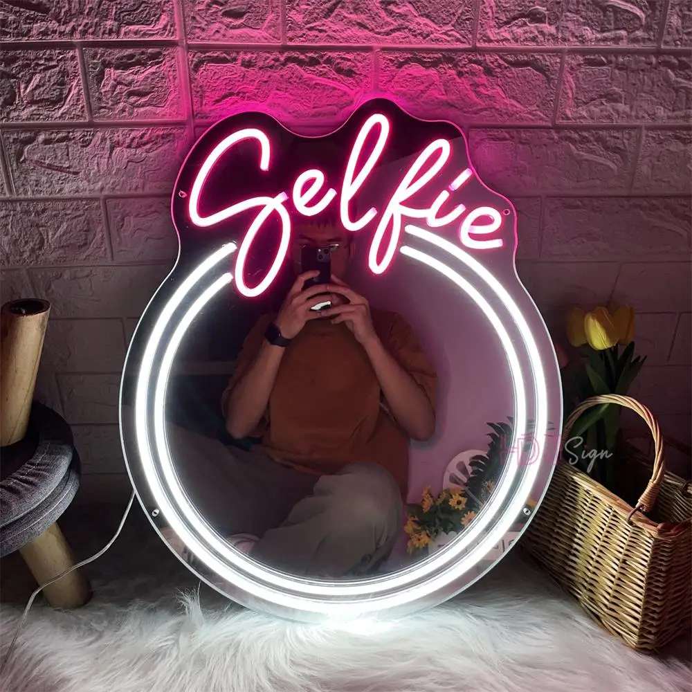 Selfie-Mirror-Neon-Sign-Lights-For-Girls-Room-Decor-Bedroom-Wall-Decor ...