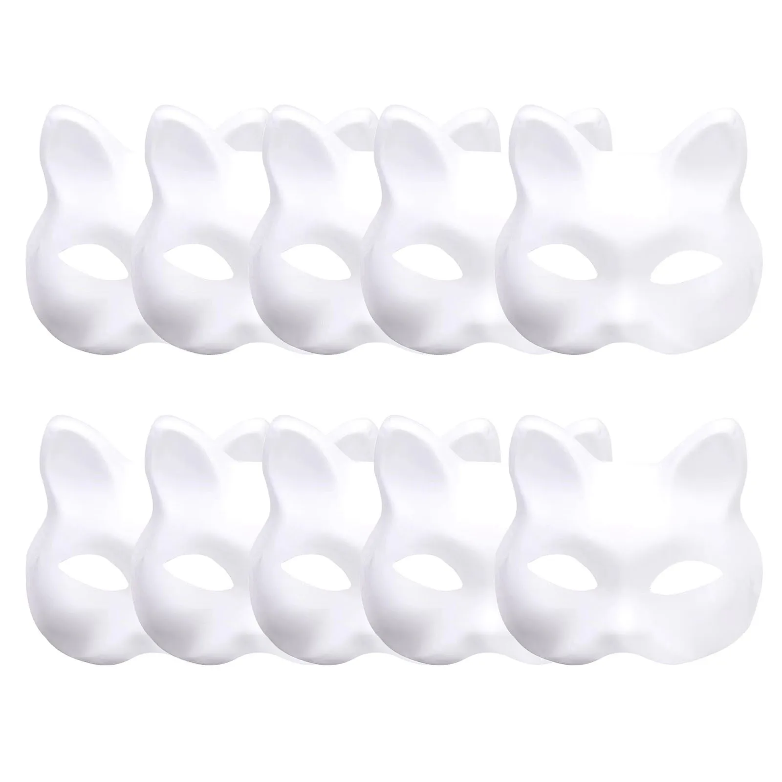 5-10pcs-Plastic-Blank-White-Mask-Halloween-Cosplay-Cat-Fox-DIY ...