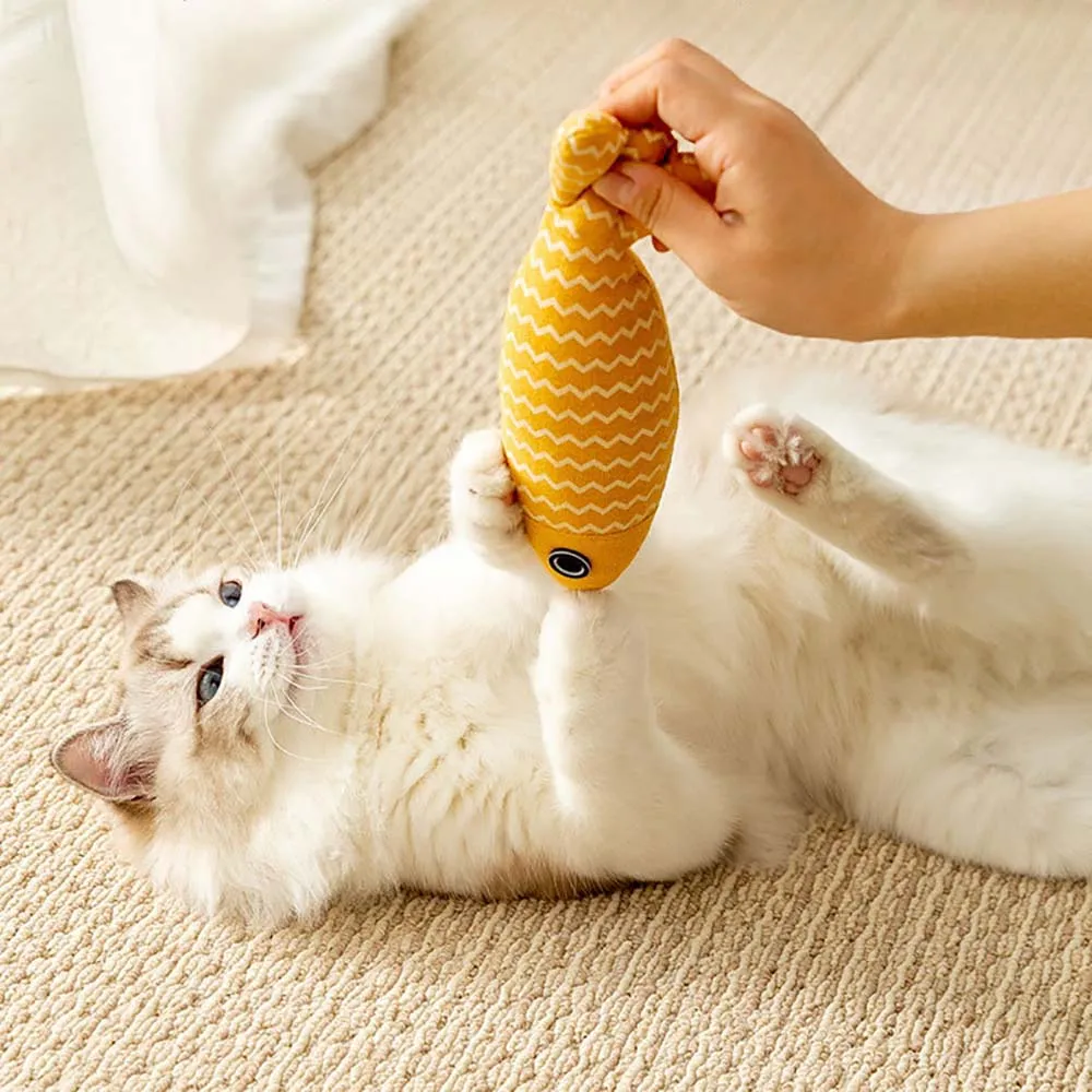 Sackcloth Fish Toy Pillow With Catnip Simulation Zipperless Cotton For ...