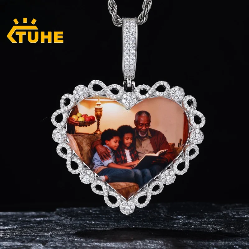 TUHE Custom Iced Out Heart Pendant Necklace Hip Hop Jewelry 5A Zirconia ...