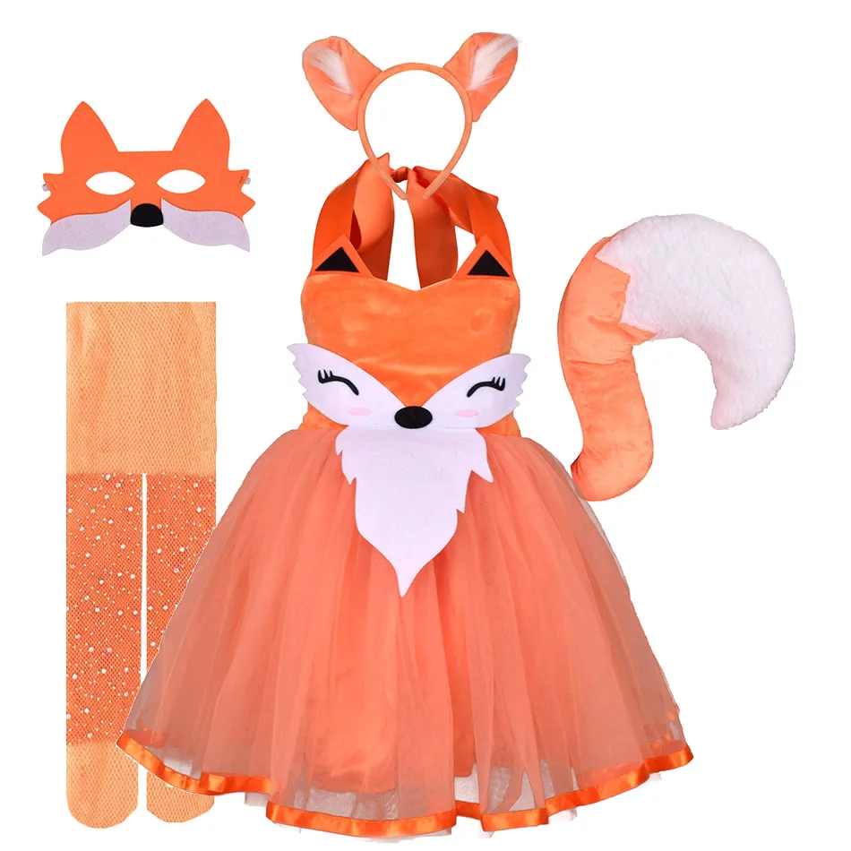 Cute-Girls-Halloween-Fox-Cosplay-Costumes-for-Kids-Animal-Dress-Up-with ...