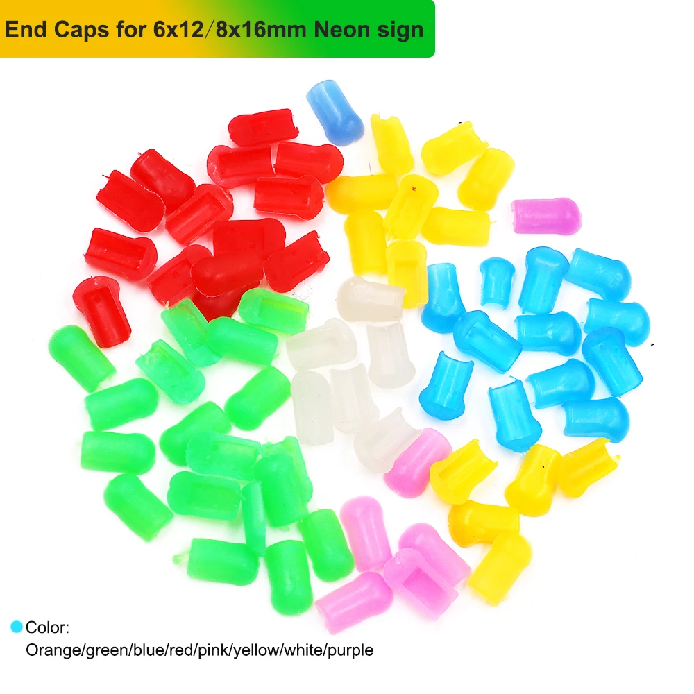 LED Strip Light End Caps, Sinal de néon selado, Azul Verde Laranja Rosa ...