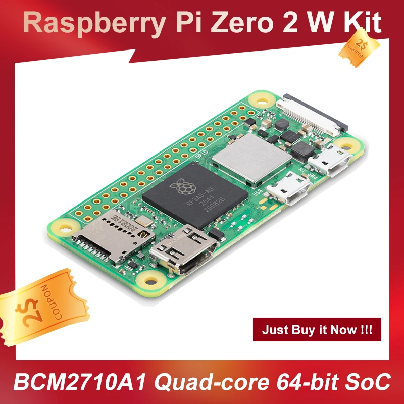 Raspberry Pi Zero 2 W Broadcom BCM2710A1 Quad core 64 bit SoC 2.4GHz IEEE for Bluetooth 4.2 ...