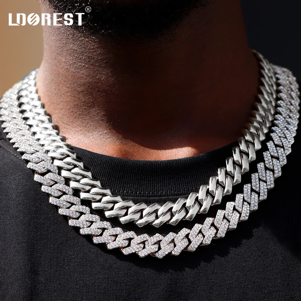 New-Men-Women-Rhombus-Prong-Cuban-Chain-Necklace-Hiphop-14MM-Rhinestone ...