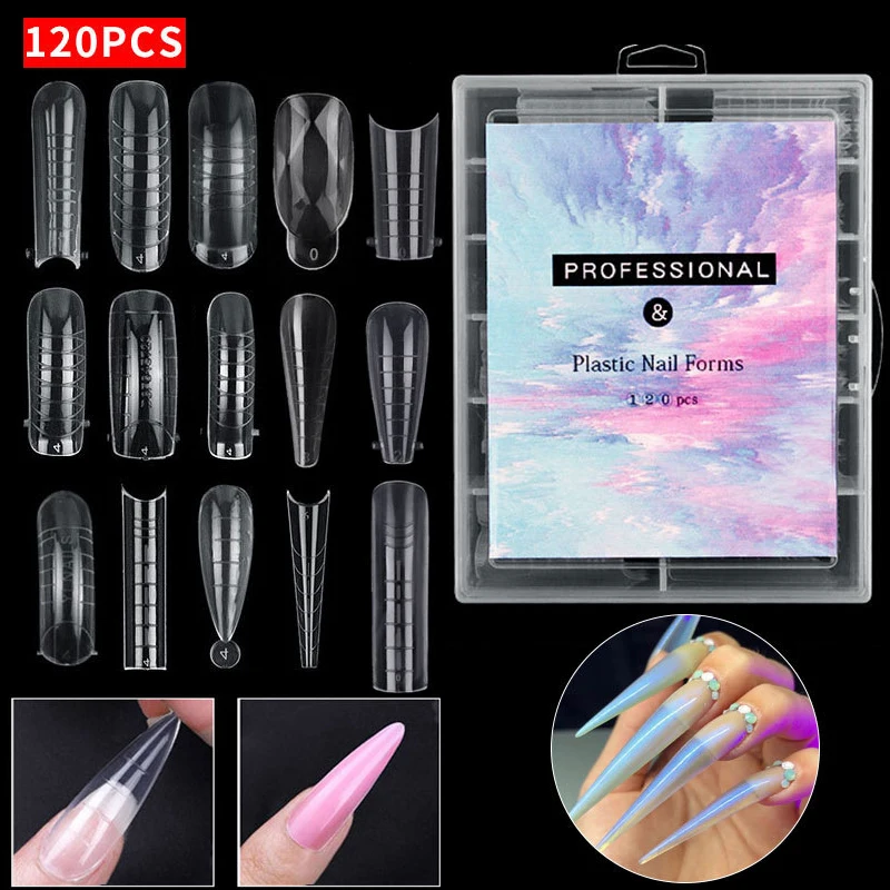Misscheering-120Pcs-Box-Transparent-Fake-Nails-Acrylic-French-Nail-Tips ...