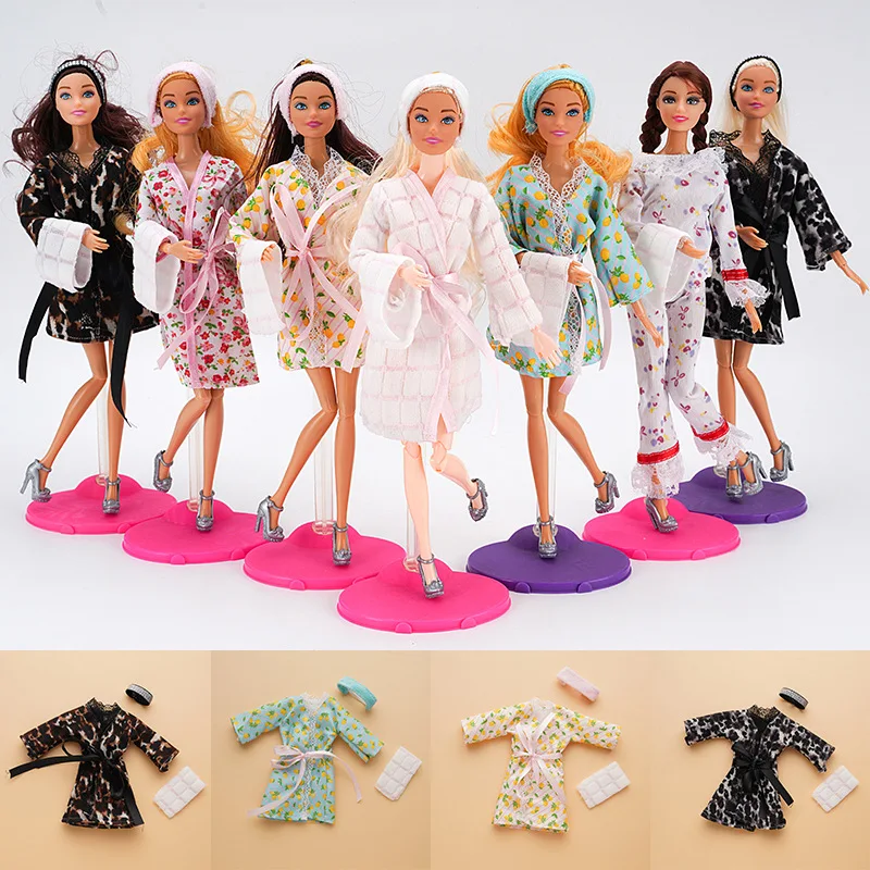 1set Robe Winter Pajama Wear Sleeping Casual Clothes For Barbie Play ...