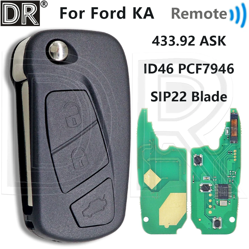 Great P/N:1838586 ID46 PCF7946 433.92 ASK SIP22 Flip Car Remote Control ...