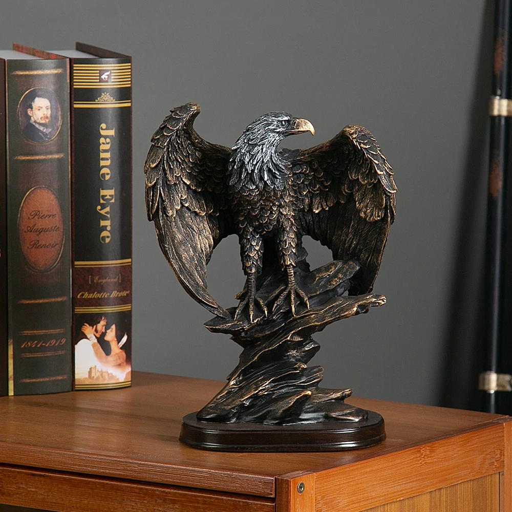 American Resin Eagle Animal Figurines Hawk Statue Craft Sculpture Home ...