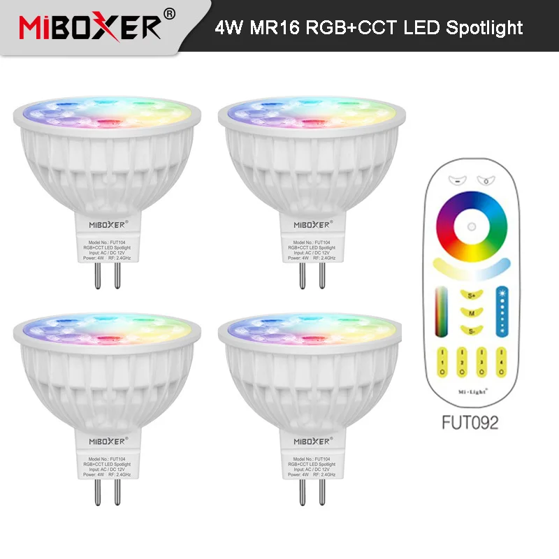 Miboxer 4W MR16 RGB+CCT Bombilla de foco LED (2700-6500K) WiFi Smart ...