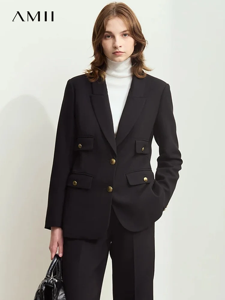 Amii Minimalist Blazers Women Autumn 2024 Clothing Vintage Buttons Up ...