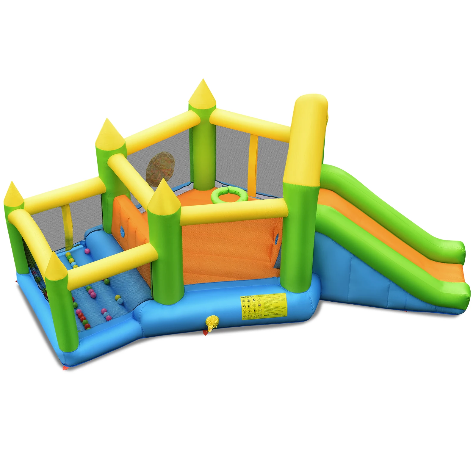 Inflatable bouncy castle with slide & ball pit & basketball hoop ...