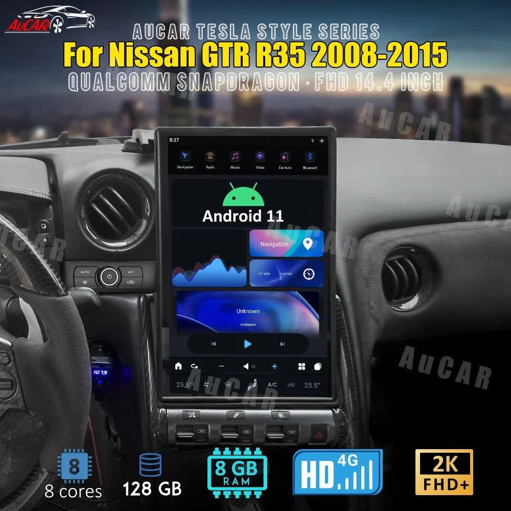 AuCar-14-4-Inch-Tesla-Style-Car-Radio-Android-11-GPS-Navigation-Head ...