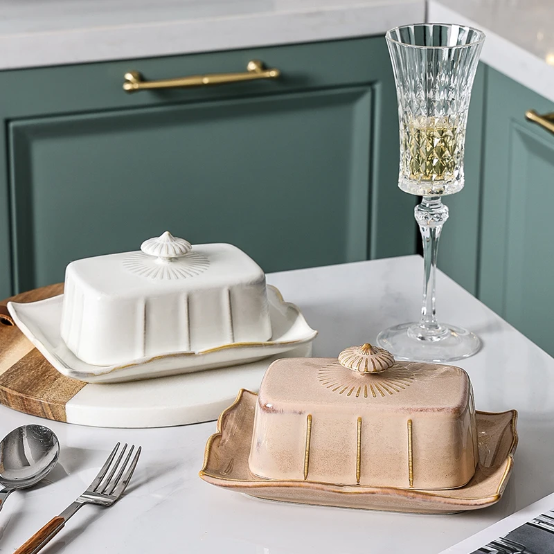 French-Retro-Ceramic-Butter-Box-French-Tableware-with-Lid-Butter-Plate ...