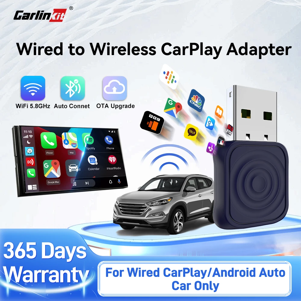 CarlinKit 5.0 Mini Ultra Wireless CarPlay Adapter Android Auto Wireless ...