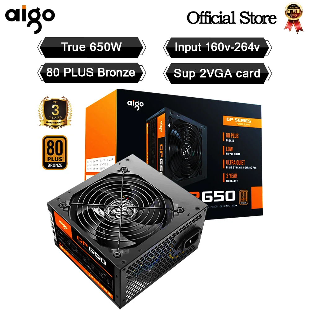 Aigo gp650 fonte max 850w fonte de alimentação 80 mais bronze psu pfc ...