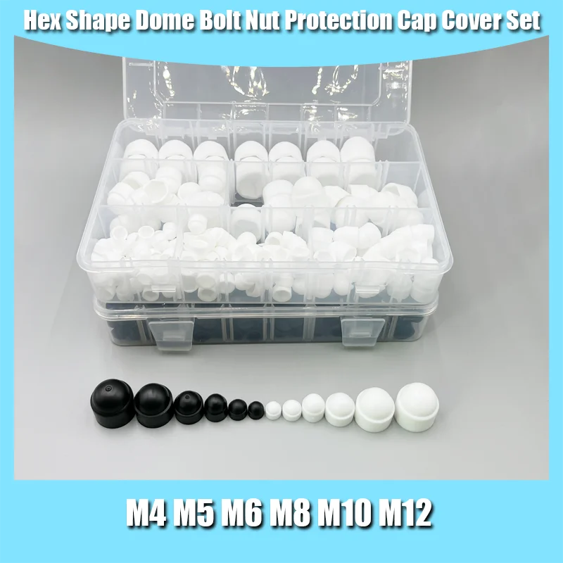 197Pcs M4 M5 M6 M8 M10 M12 Black White Dome Protection Cap Covers ...