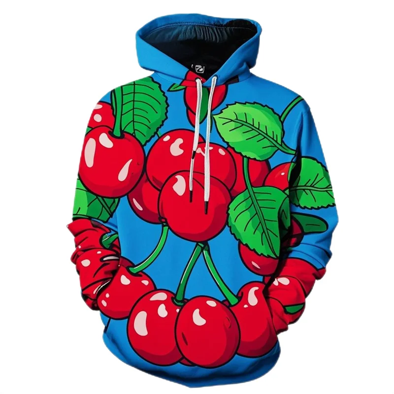 New Fun Cherry Printed Hoodie Autumn Fashion Fruit Pattern Sportswear Casual Loose Design Men s Street Hoodie 2024 Walmart en linea