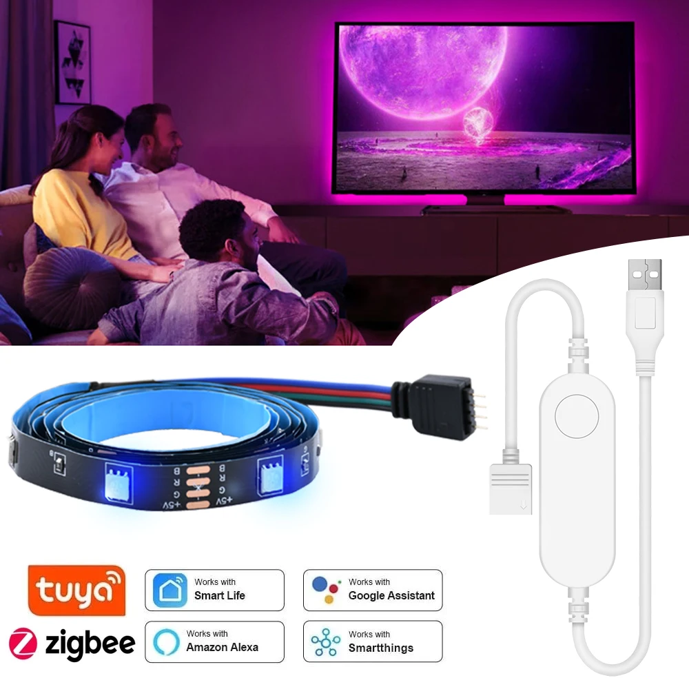 Smart-Zigbee-USB-Led-Lights-Tuya-Wifi-RGB-LED-Strip-Ligh-Set-DC5V-5050 ...