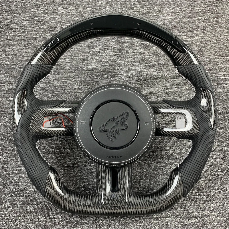 Volante-de-fibra-de-carbono-perforado-personalizado-para-Ford-Mustang ...