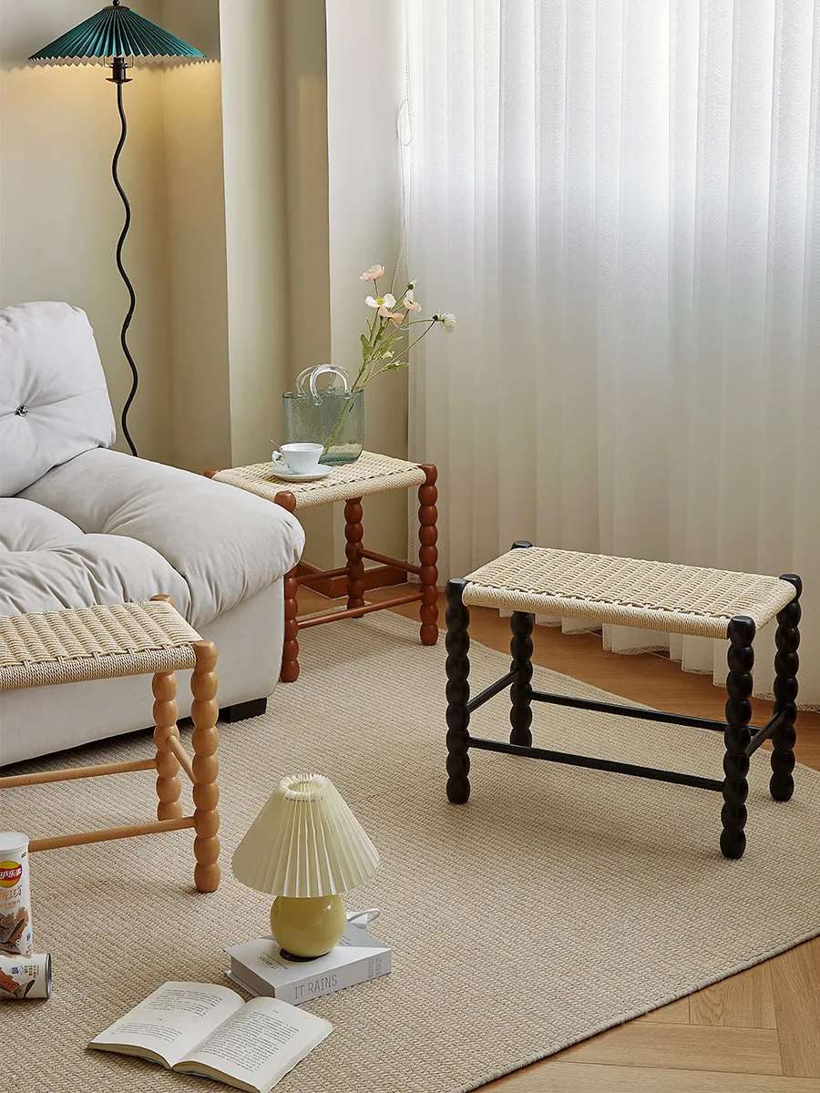 Change-stool-Nordic-simple-woven-solid-wood-bedside-stool-home-dressing ...