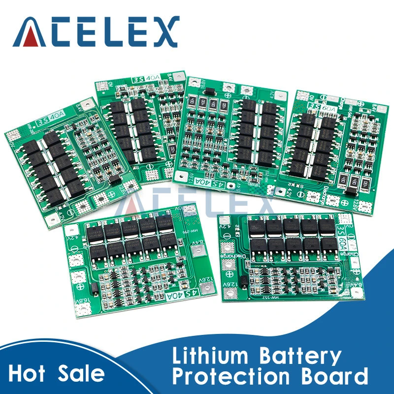 3s/4s 40a 60a Li-ion Lithium Battery Charger Protection Board 18650 Bms ...