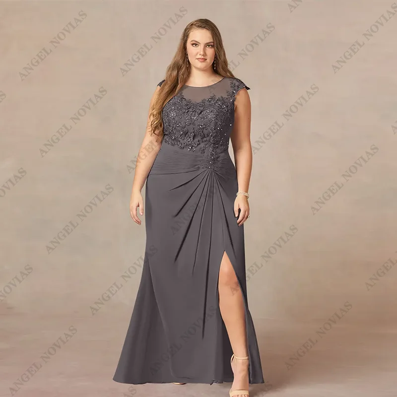 Customized-Long-Plus-Size-Chiffon-Mother-of-Bride-Dresses-with-Slit-for ...
