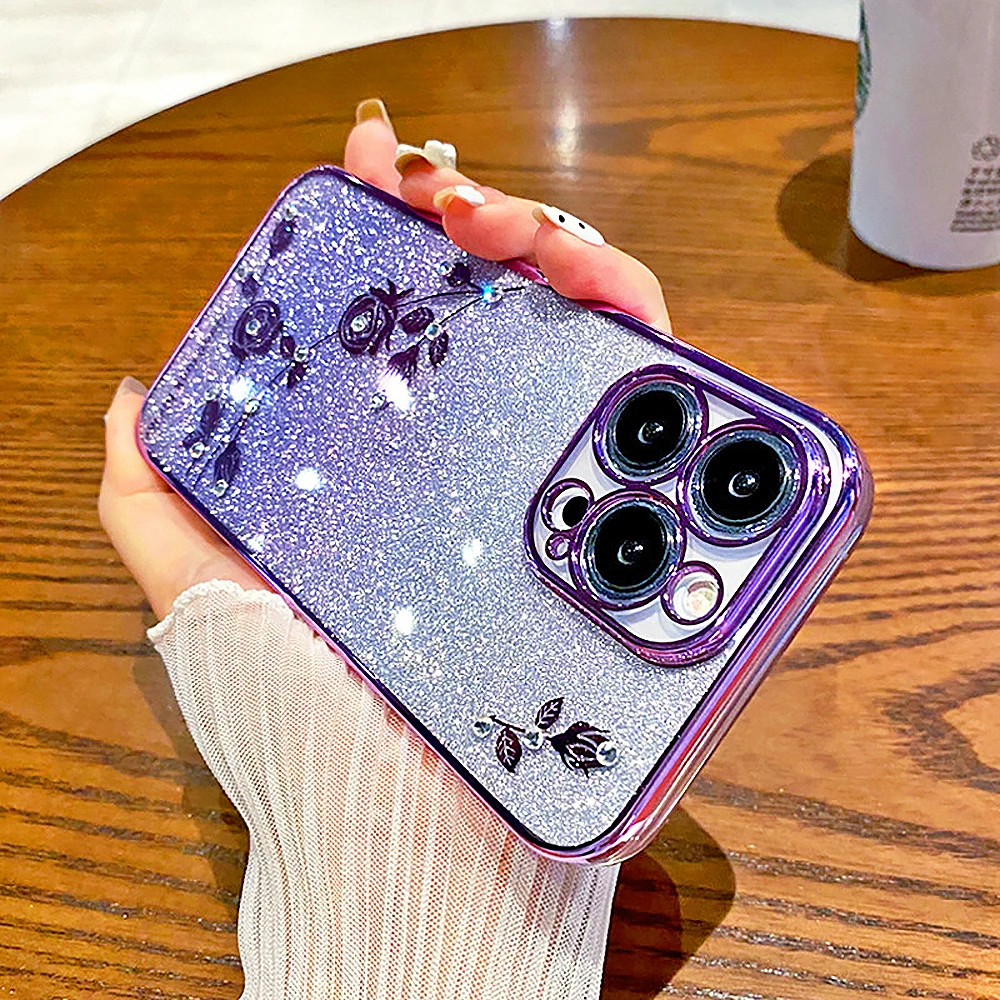 Glitter-Gradient-Diamond-Plating-Phone-Case-Lens-Protect-Transparent ...
