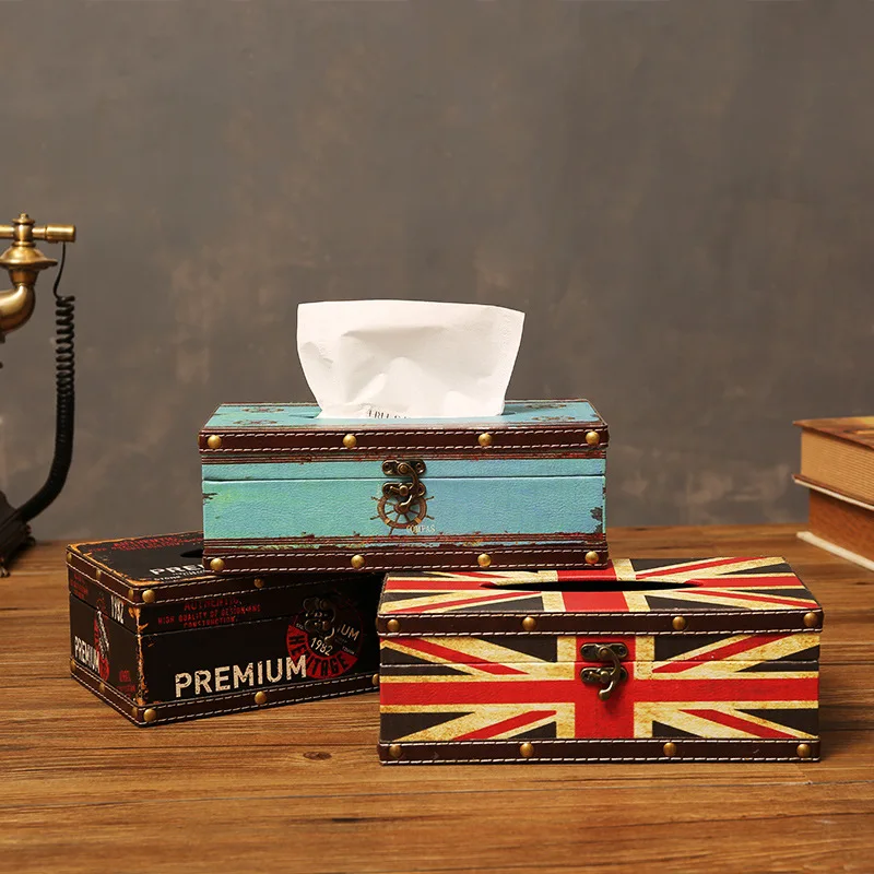 Tingtu-Wooden-Leather-Tissue-Storage-Box-British-Style-Creative-Home ...