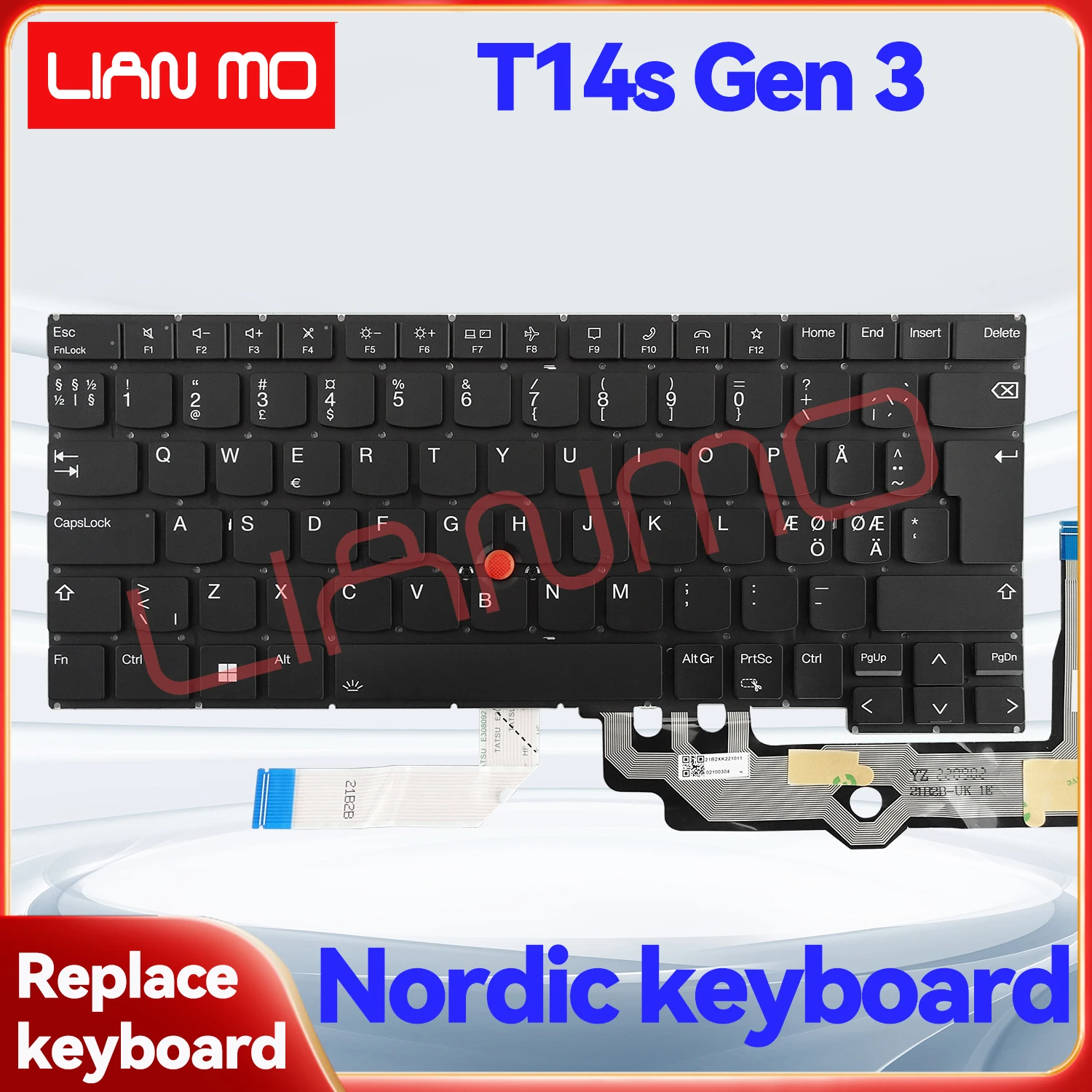 Nordic layout with backlit replacement keyboard for Lenovo ThinkPad ...