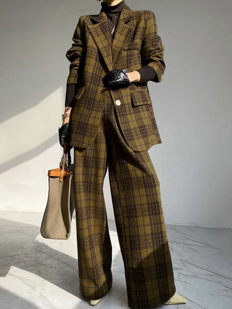 UOOZEE 2025 New Urban Lady Classic Retro Plaid Woolen Jackets Coat ...