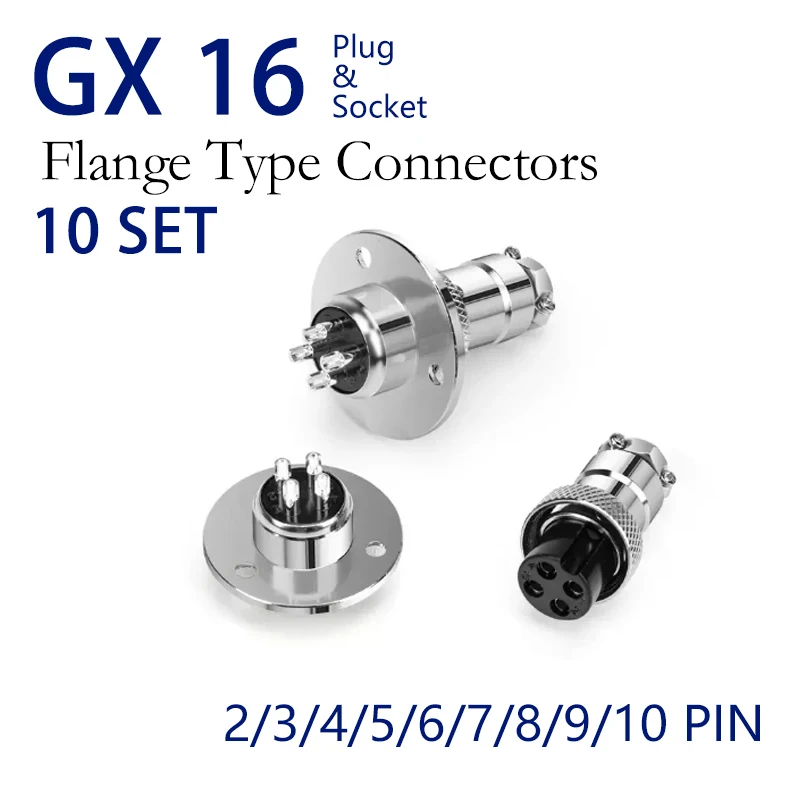 10sets-GX16-Flange-mounting-3-hole-fixing-aviation-connector-plug ...