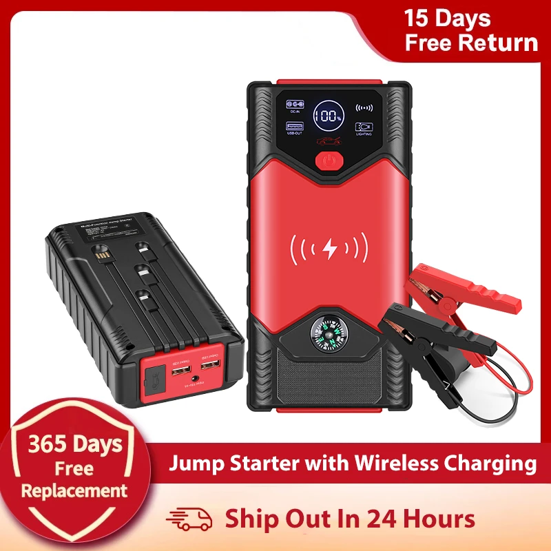 20000mah Car Jump Starter Wireless Charging Portable Auto Booster ...