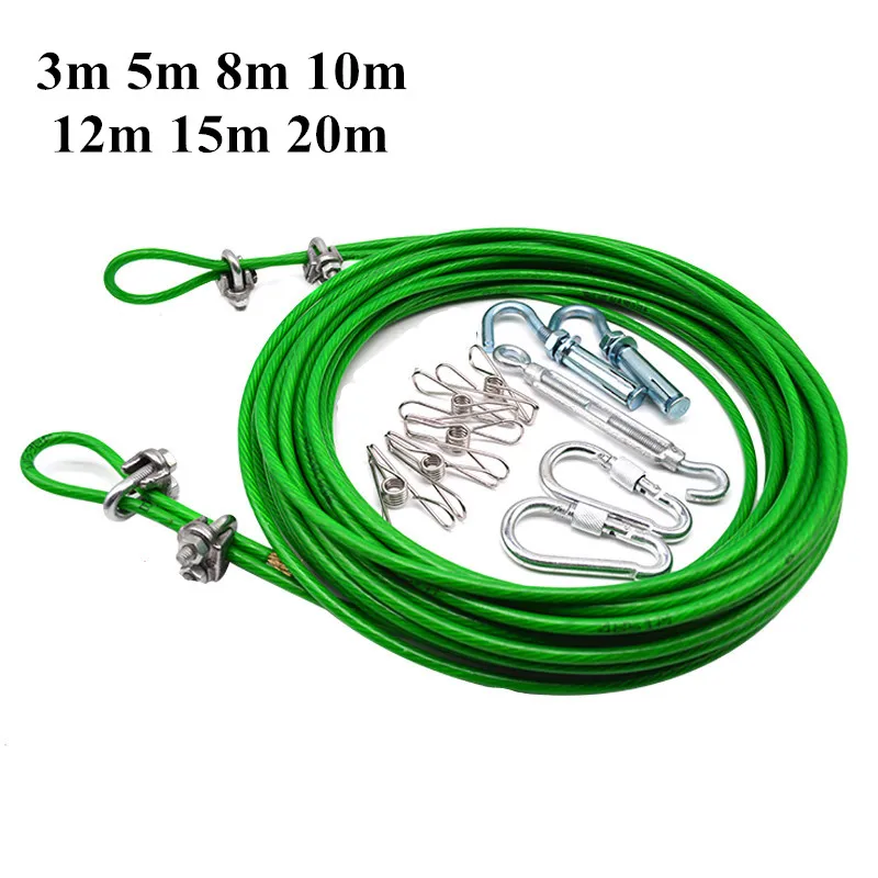 Alambre de acero de 3m a 20m, Cable Flexible recubierto de PVC verde ...