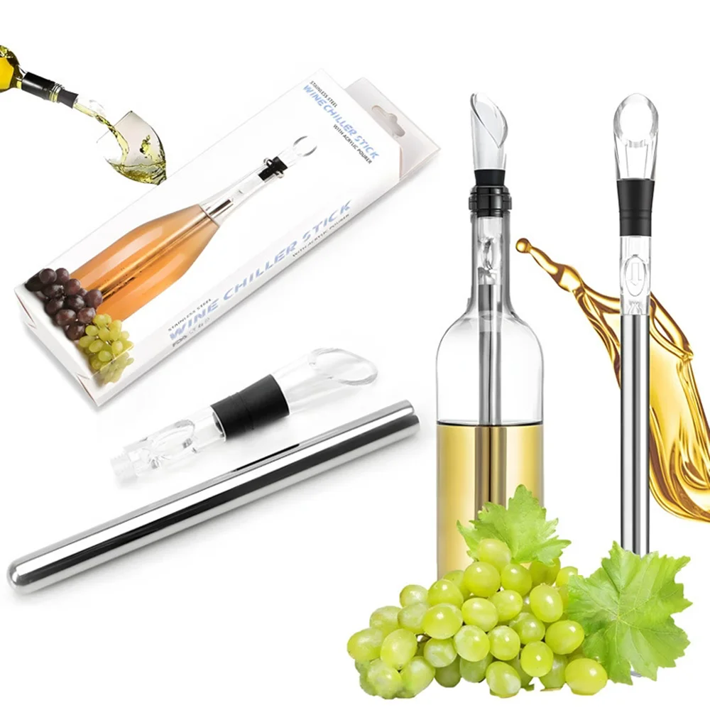 Wine Bottle Cooling Cooler Ice Chill Rod Stick Stainless Steel Aerator ...