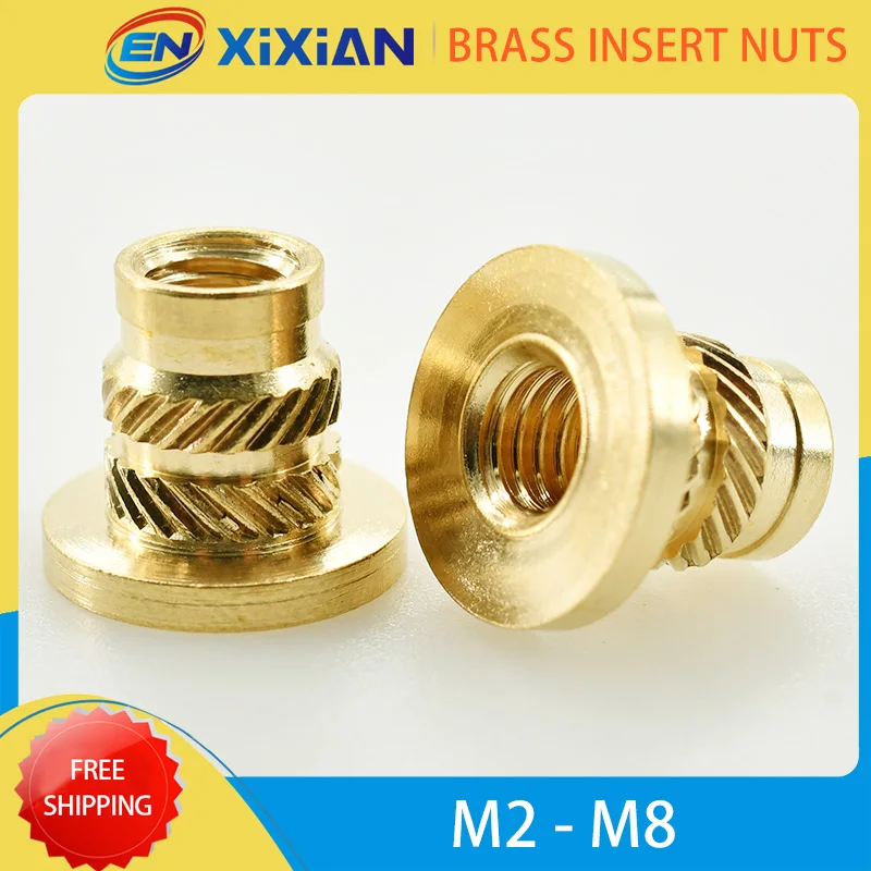 Brass Insert Nut M2 M2.5 M3 M4 M5 M6 M8 Hot Melt Knurled Flange Copper Nut Thread Heat Molding ...
