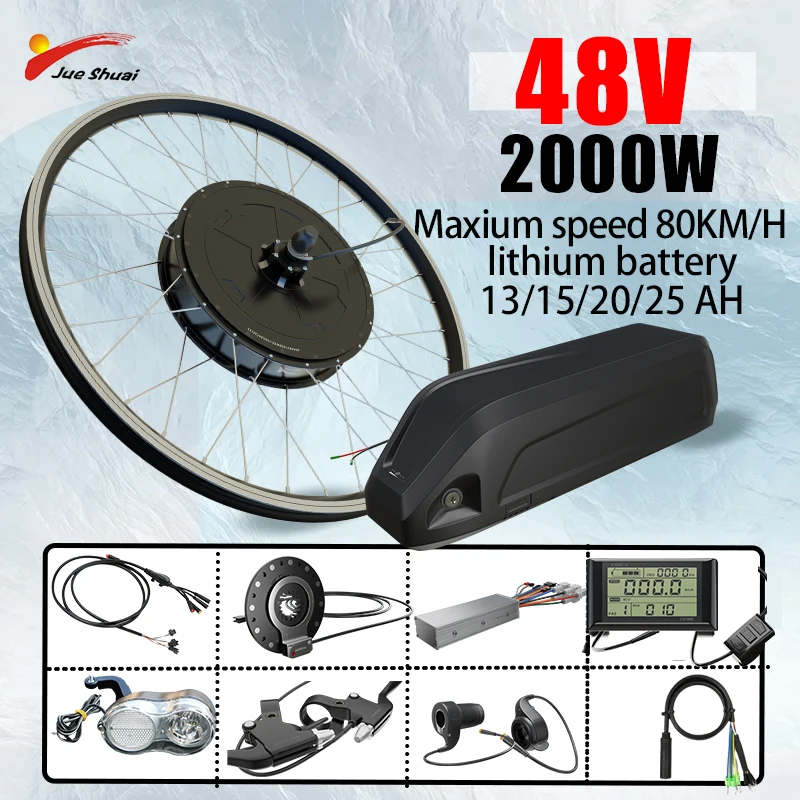 2000W-48V-E-Bike-Brushless-Motor-Wheel-Electric-Conversion-Kit-With ...