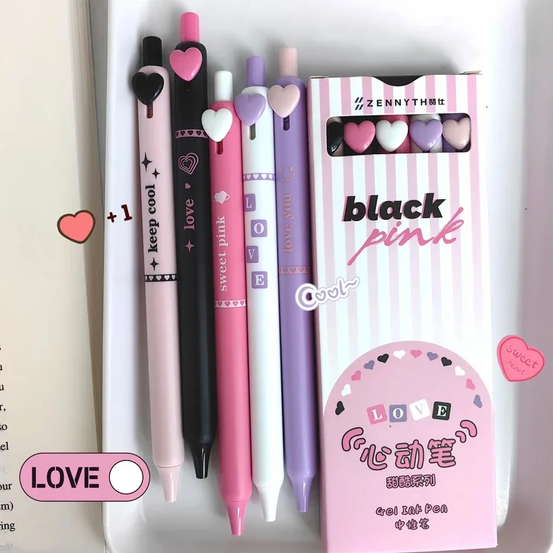 Amor-Cora-o-Gel-Ink-Pen-para-Estudantes-Preto-Recarga-Escrita-Secagem-R ...
