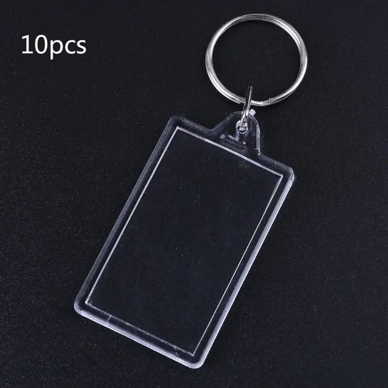 New-10Pcs-Picture-Blank-Keyrings-Transparent-Acrylic-Key-Chains-Insert ...