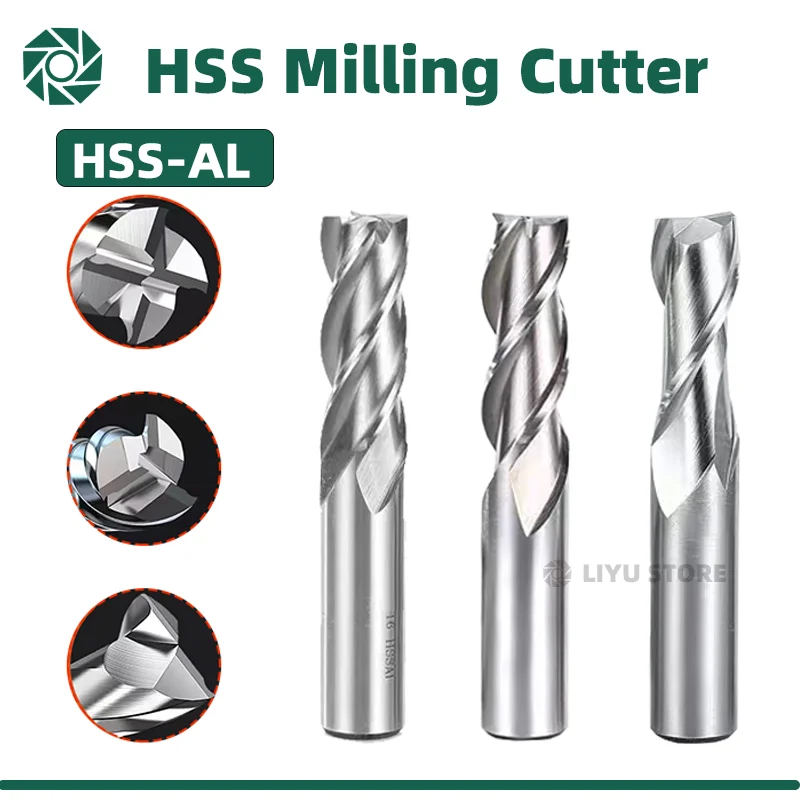 SIQI-End-Mills-High-Precision-HSS-Metal-Cutter-Co8-Cobalt-D1-32mm-2-3-4 ...