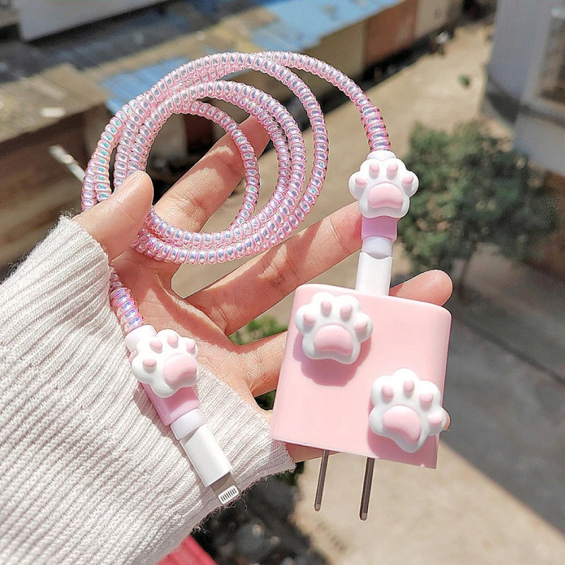 Cat Paw Charger Cable Protective For Apple 18/20w Charger Case ...