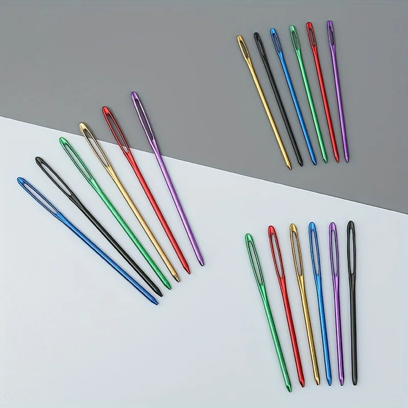 6pcs Colorful Aluminum Knitting Needles - Multi-Size Large Eye Hand ...