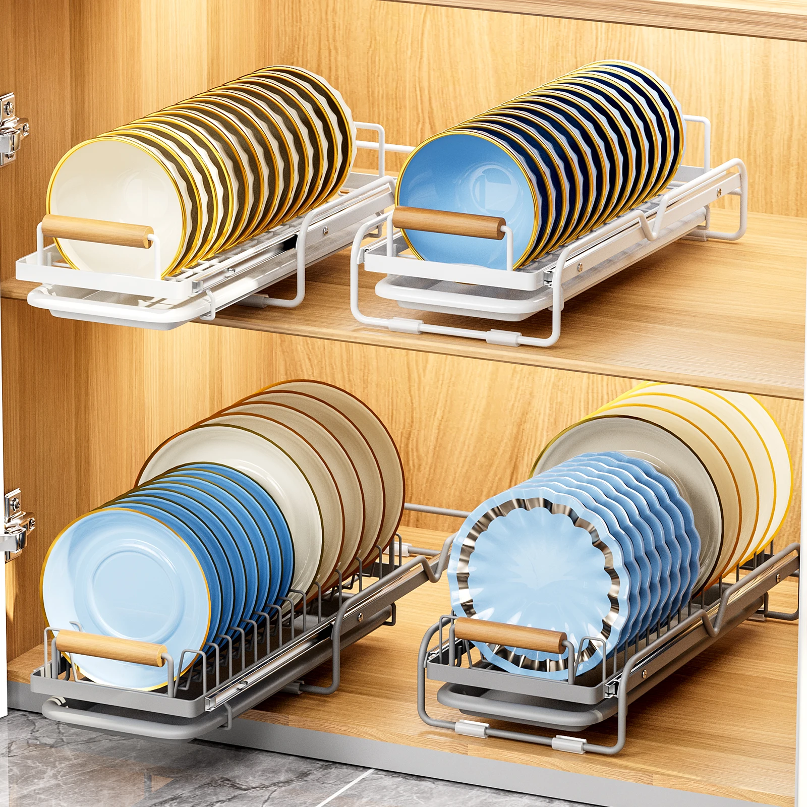 1pc-Pullable-Dish-storage-rack-Cabinet-sliding-type-tableware-holder ...