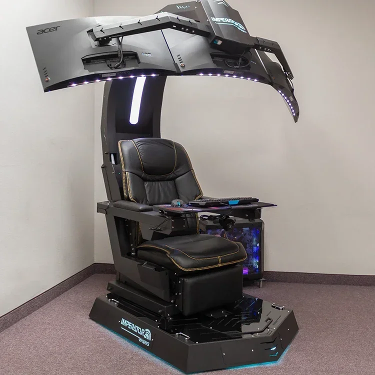 Imperator Works IWR1 Modell Gaming Stuhl aus echtem Leder mit Massage ergonomisch verstellbares High End Gaming Cockpit mit Zero Gravity