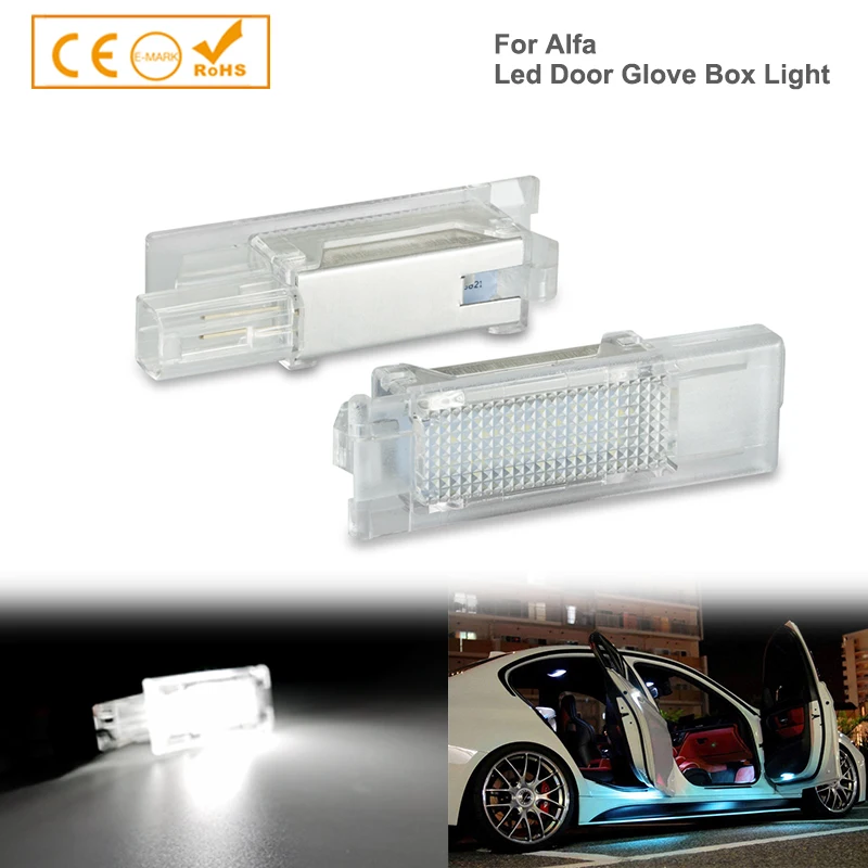 2x White LED Glove Box Trunk Luggage Courtesy Light For Fiat 500 500X ...