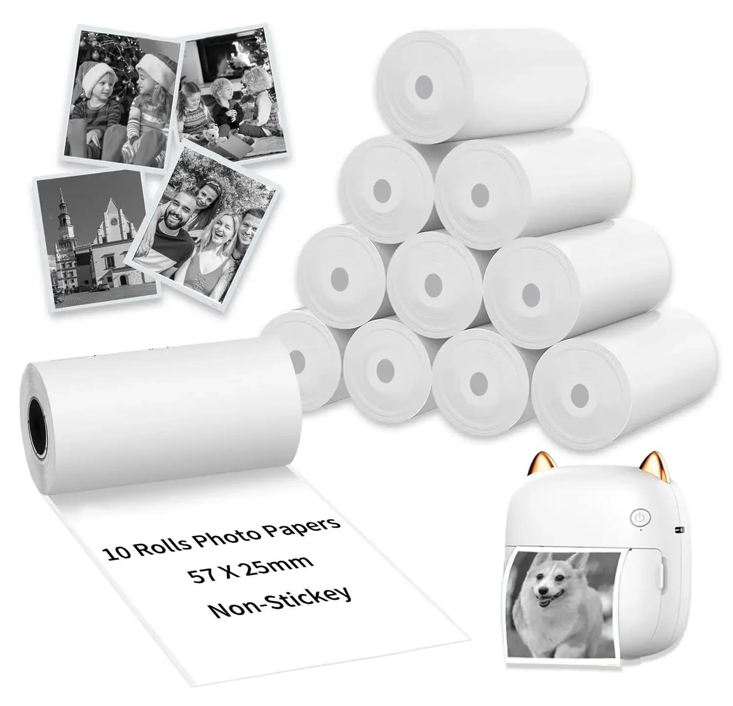 57x25MM Mini Thermal Paper HD Printing Label Sticker Applicable For ...