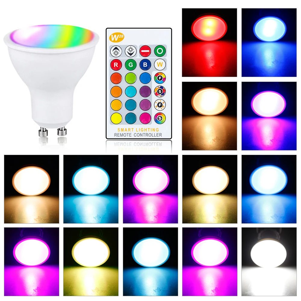 Bombilla-LED-GU10-de-10W-foco-con-Control-remoto-IR-85-265V-16-colores ...