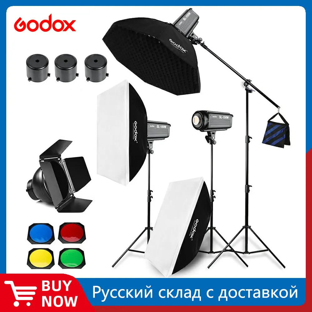 Godox 450W 3x SL-150W Continuous Light Studio LED Light,Softbox,Light ...