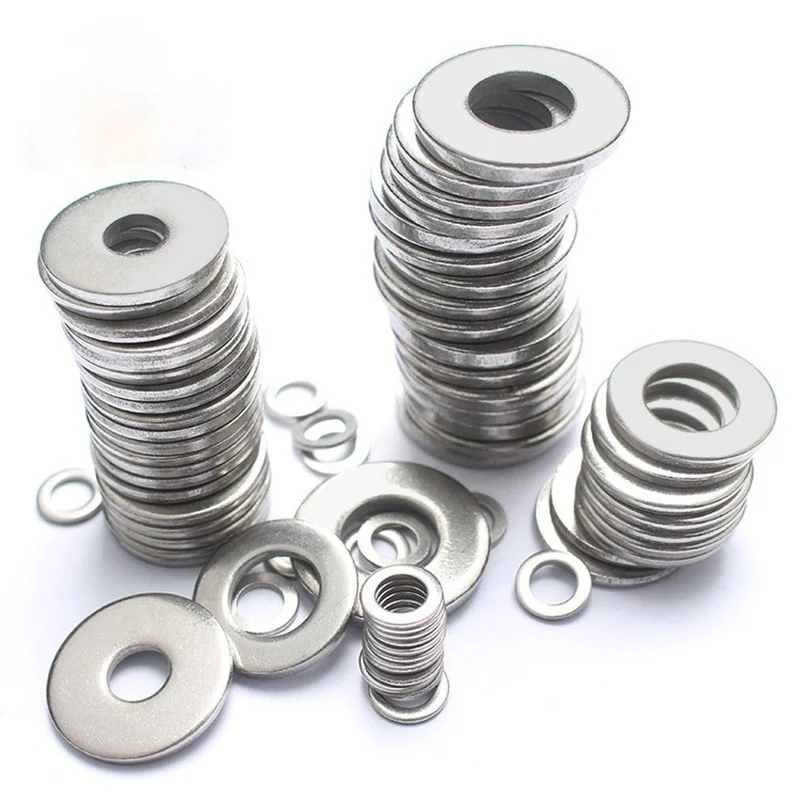 50PCS M1.6 M2 M2.5 M3 M3.5 M4 M5 M6 M8 M10 304 Gasket Stainless Steel Washer Thickened Flat ...