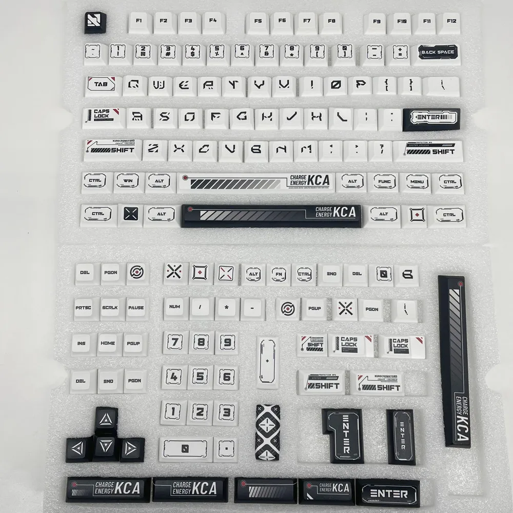 PBT Keycap KBT KWT Black White Technology 142 Keys/Set KCA Profile DIY ...