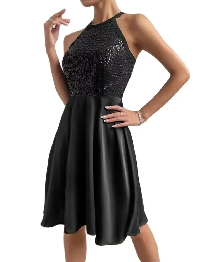 Xylocarp-Vestido-sin-mangas-de-empalme-de-lentejuelas-para-mujer-moda ...